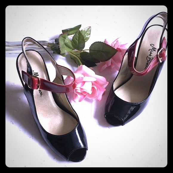 Miss Bisou | Shoes | Miss Bisou Faux Patent Leather Black Ankle Strap ...